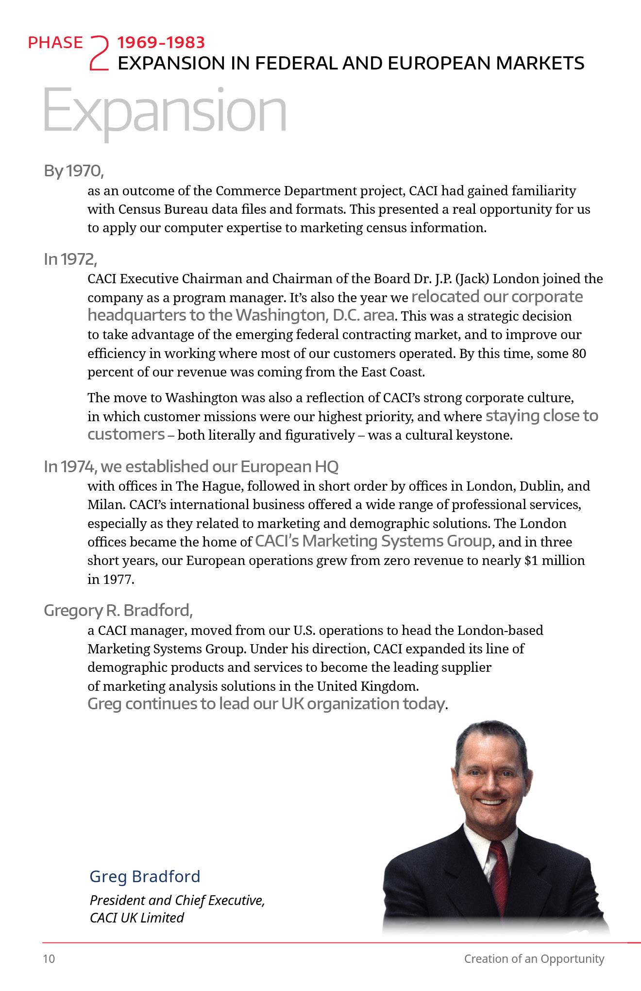 Creation of an Opportunity: The History of CACI