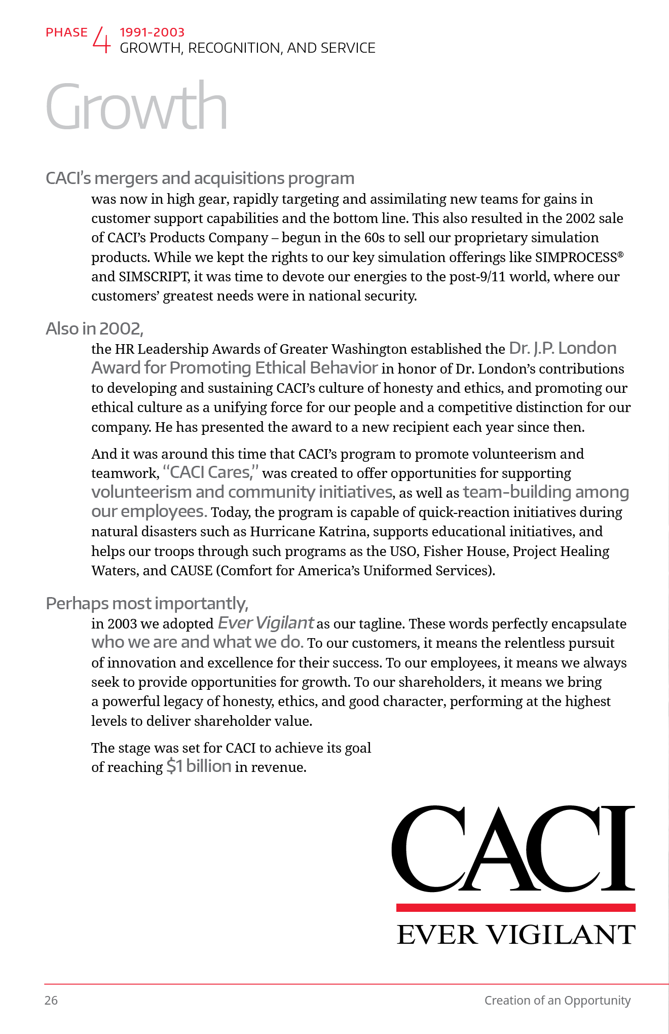 Creation of an Opportunity: The History of CACI