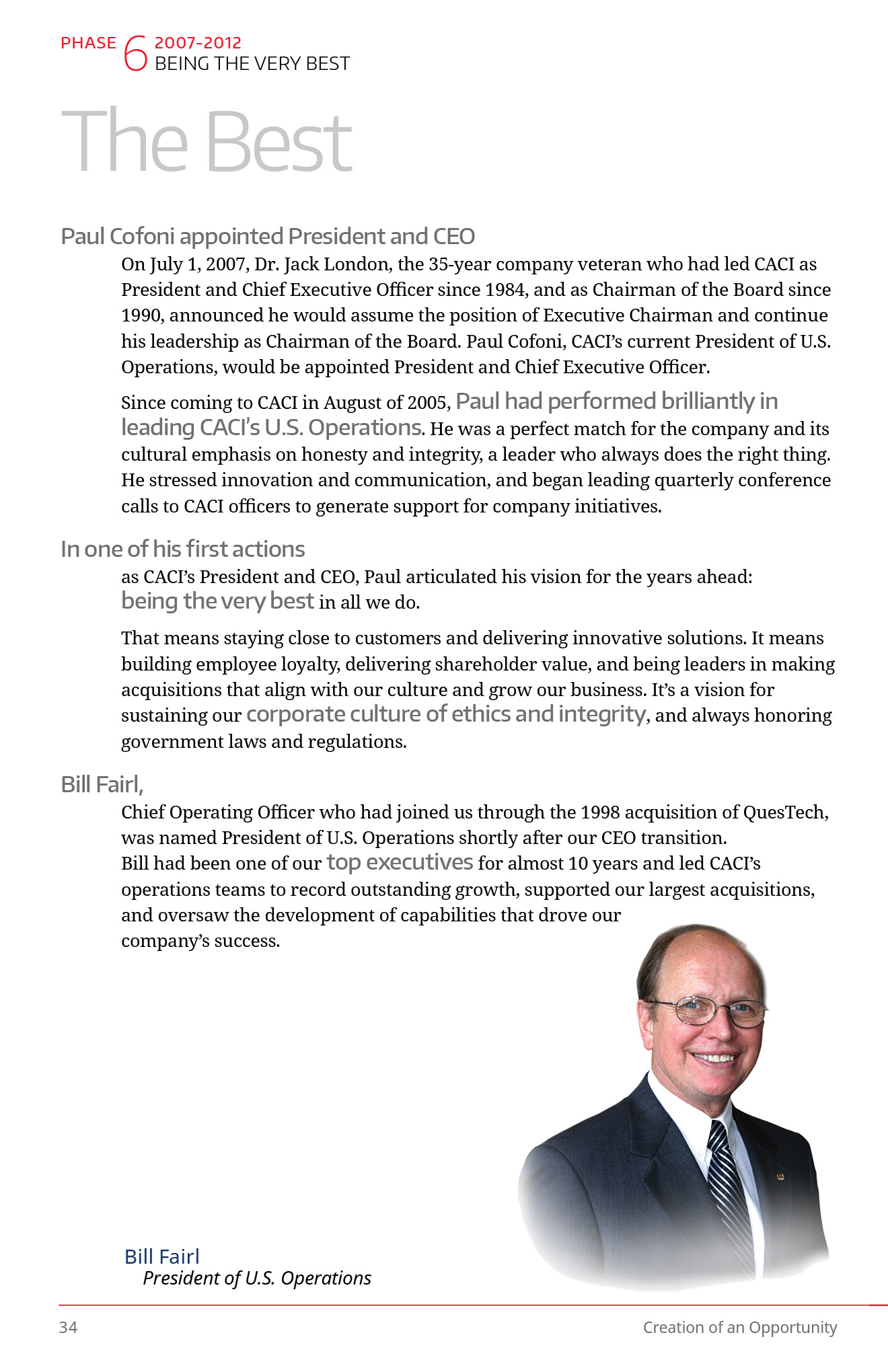 Creation of an Opportunity: The History of CACI