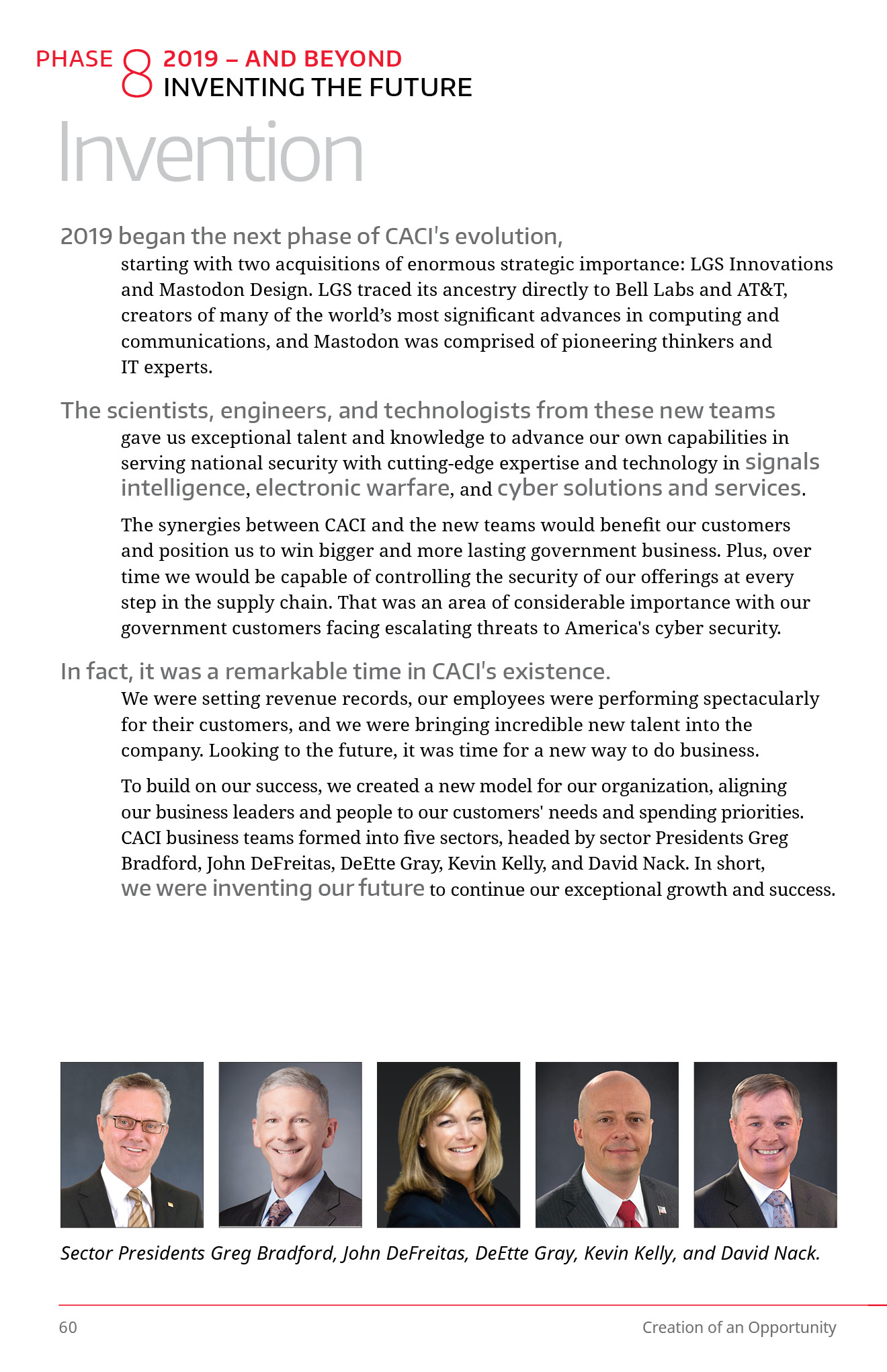 Creation of an Opportunity: The History of CACI